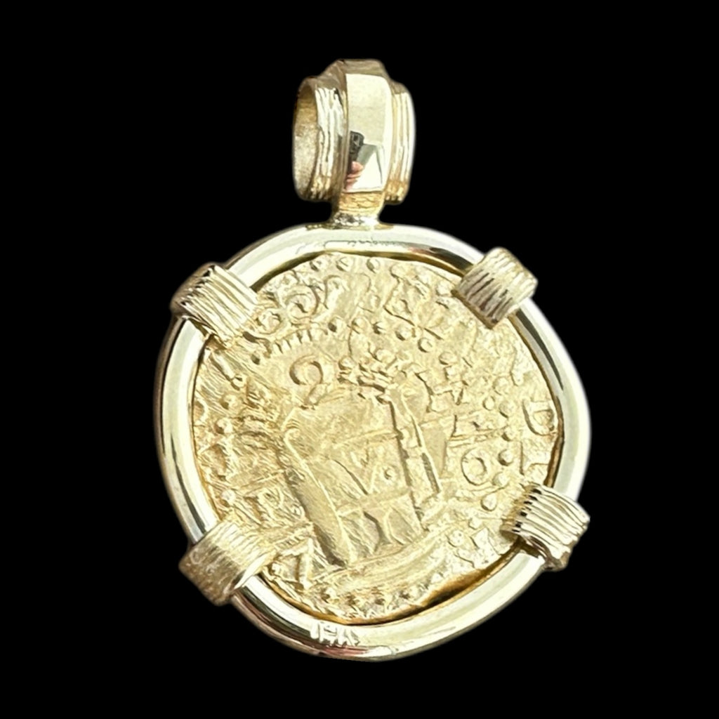 1715 Shipwreck Gold Coin Pendant | 2 Escudos Lima Mint 1710 | 18k ...