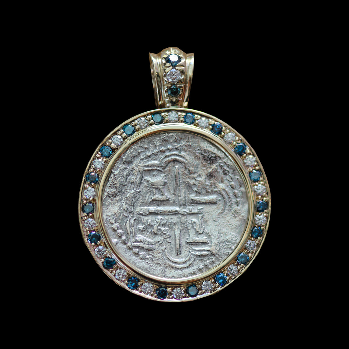 MOUNT SAMPLE - 14k Gold Bezel with Blue & White Diamond & Sapphire Acc ...