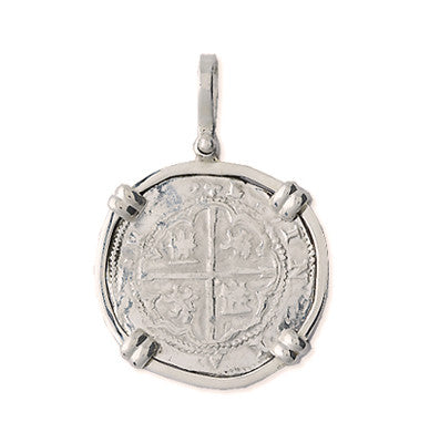 Atocha 2 Reales Silver Coin Pendant Cross Side | Taffi Fisher ...